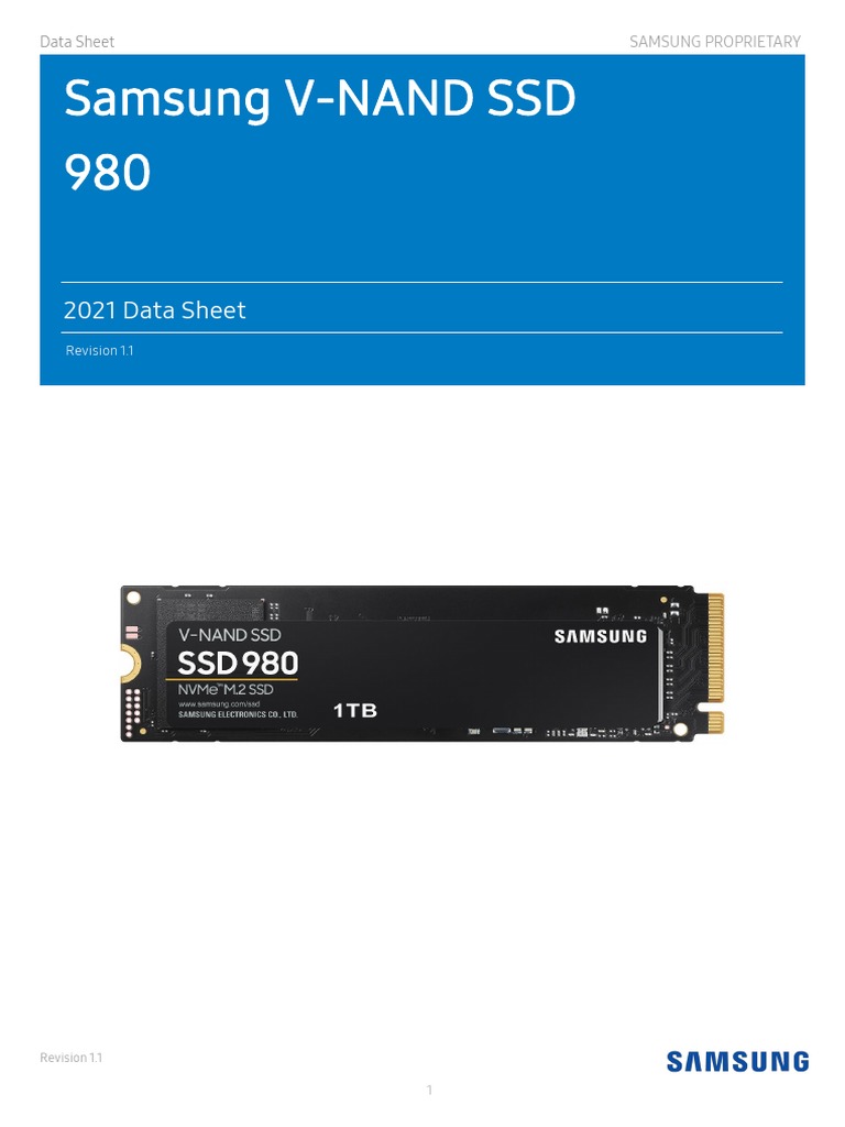 Samsung NVMe SSD 980 Data Sheet Rev.1.1 | PDF | Solid State Drive ...