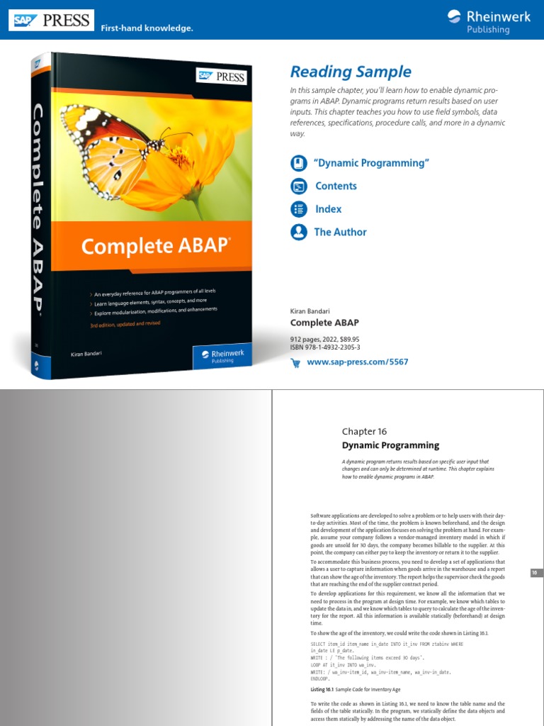 Reading Sample Sap Press Complete Abap | Download Free PDF | Variable (Computer Science) | Class ...