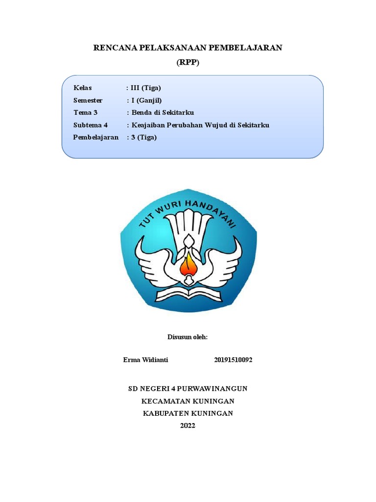 RPP Kelas 3 Tema 3 Subtema 4 Pembelajaran 3 | PDF