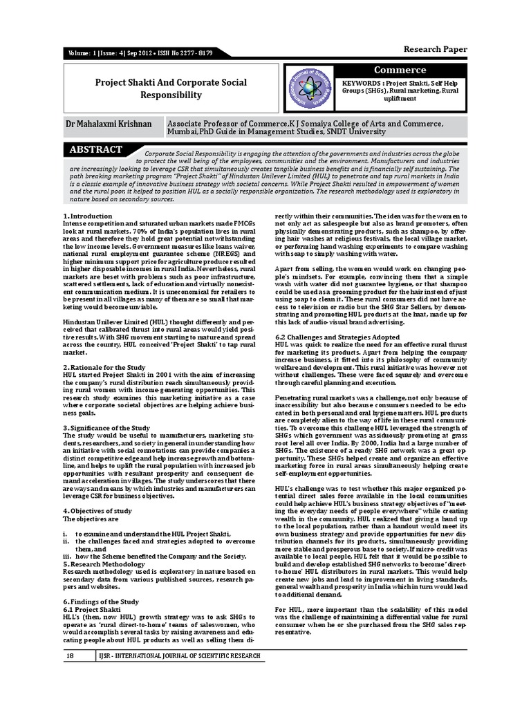 Project Shakti and CSR | PDF | Corporate Social Responsibility | Brand