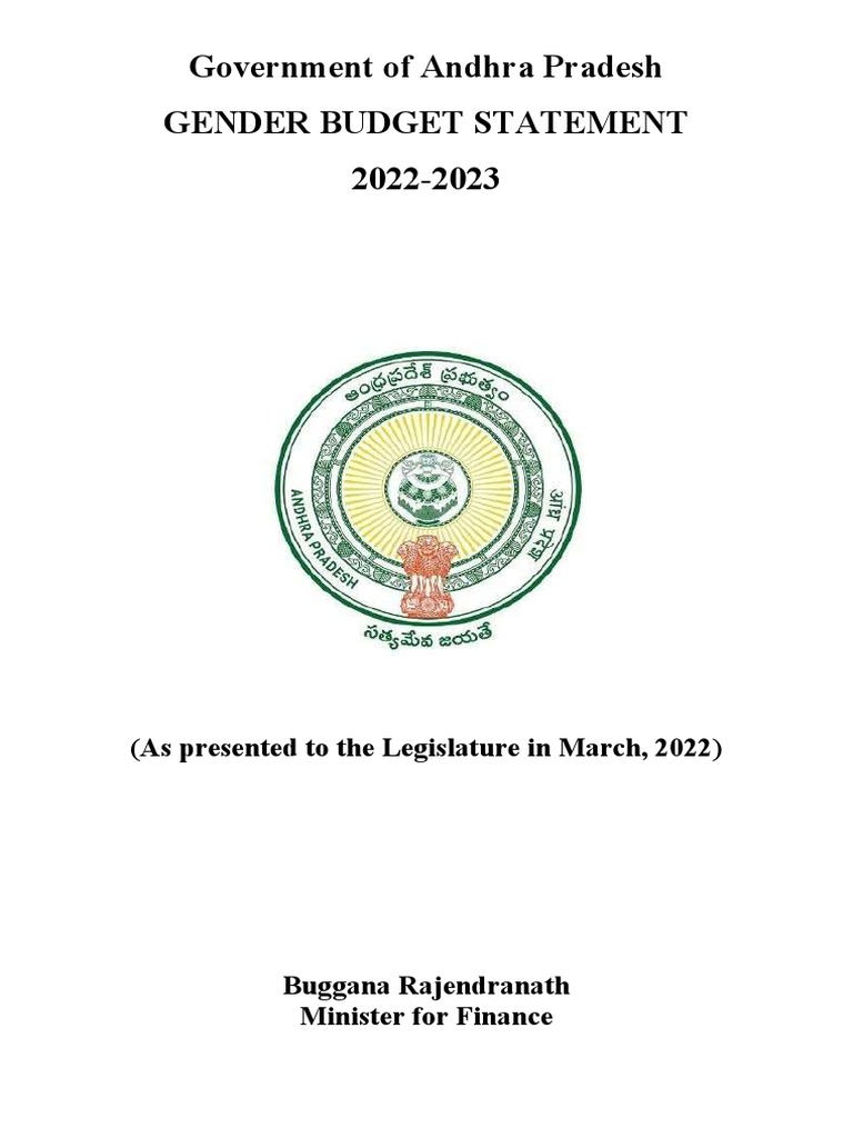Andhra Pradesh Budget 2022 23 Gender Budget - Department Wise Budget ...