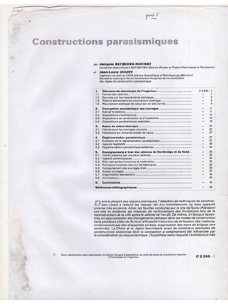 Construction Parasismique 'MDR' | PDF