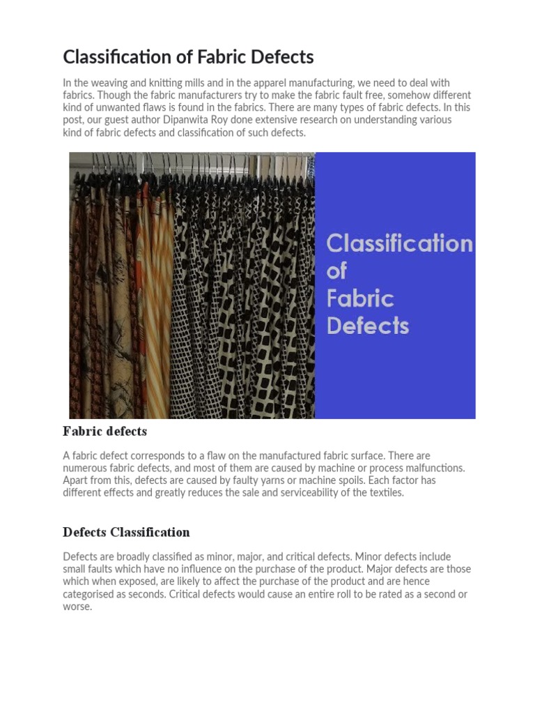 Fabric Defect Classification Guide | PDF | Textiles | Yarn
