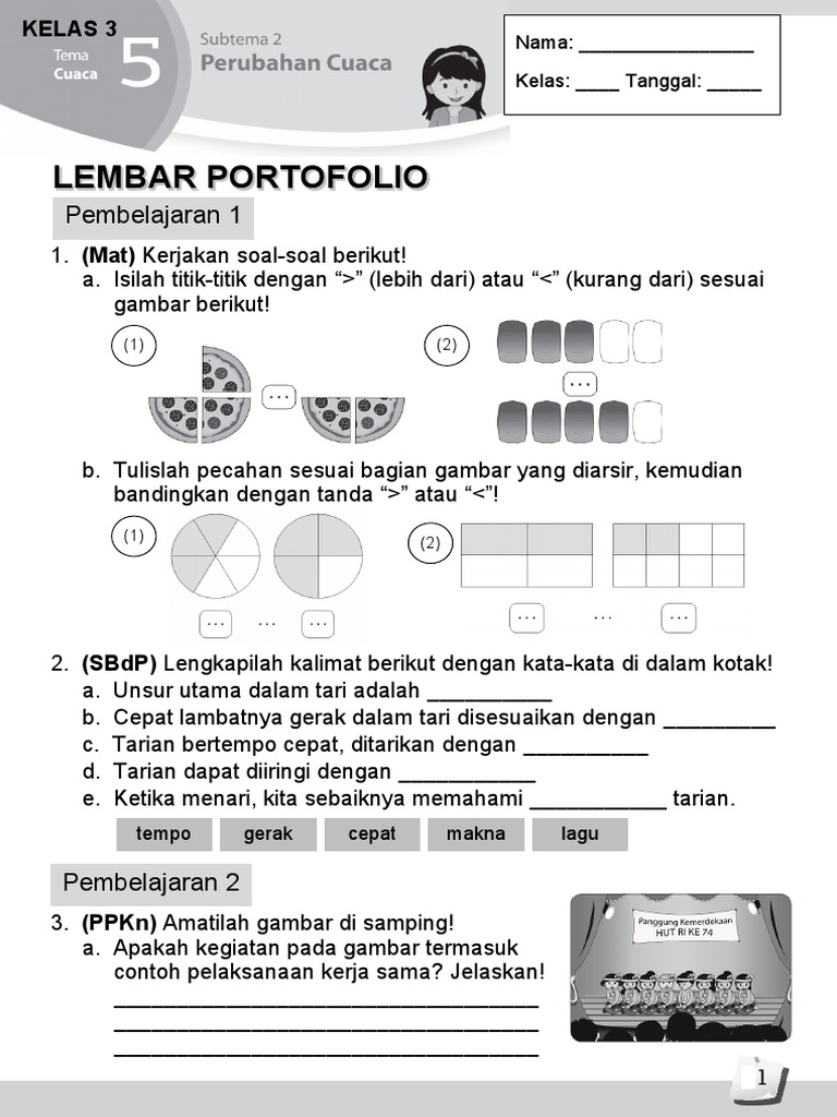 LEMBAR PORTOFOLIO BUPENA 3C Tema 5 Sub 2 | PDF | Metode & Bahan Ajar | Komputer