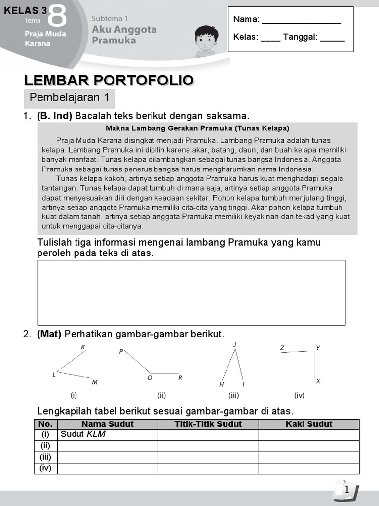 LEMBAR PORTOFOLIO BUPENA 3D Tema 8 Sub 1 | PDF