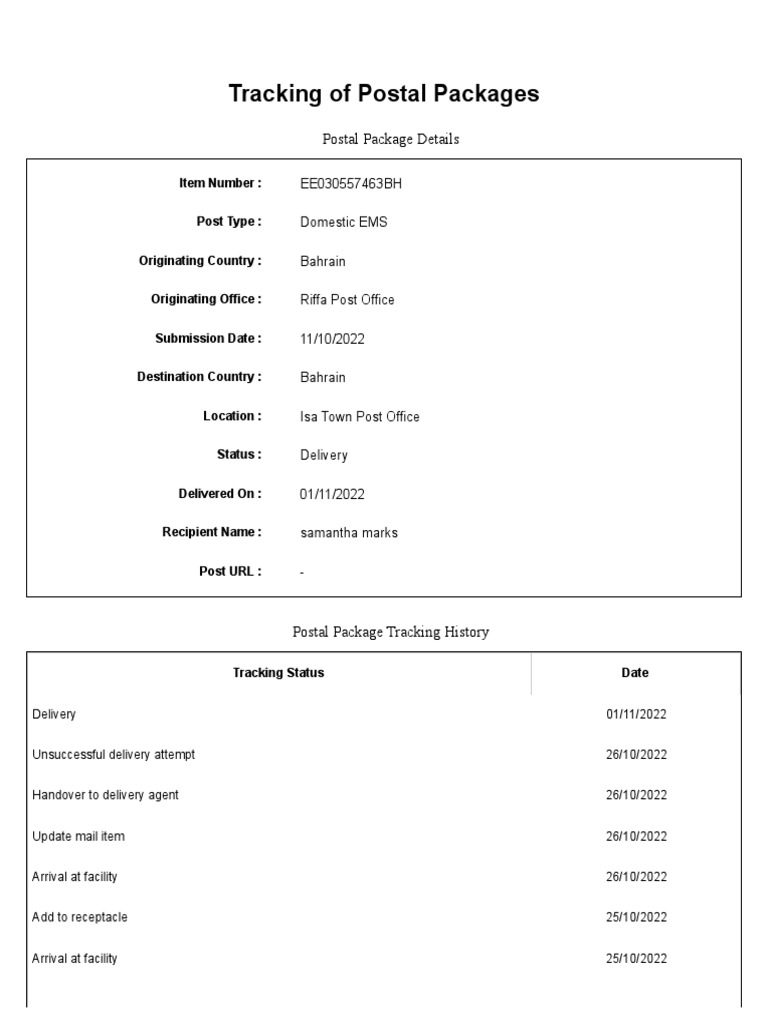 Shameer Resignation Postal Delivery Notification PDF