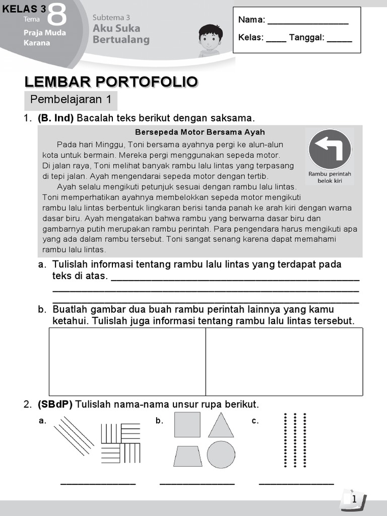 Lembar Portofolio Bupena 3d Tema 8 Sub 3 | PDF