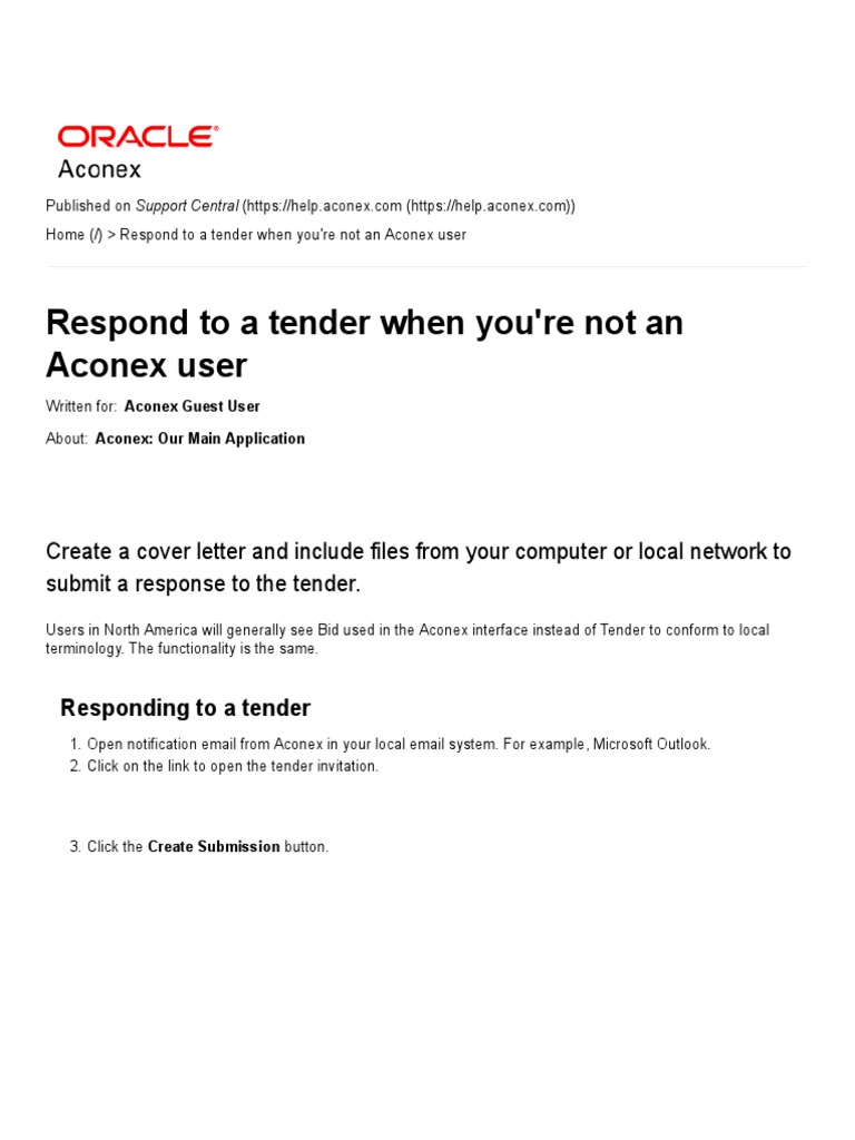 Aconex Tender Guidelines | PDF | Computer File | Icon (Computing)