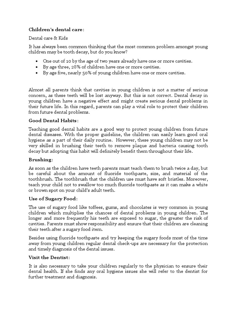 Children Dental Care | PDF | Oral Hygiene | Toothbrush