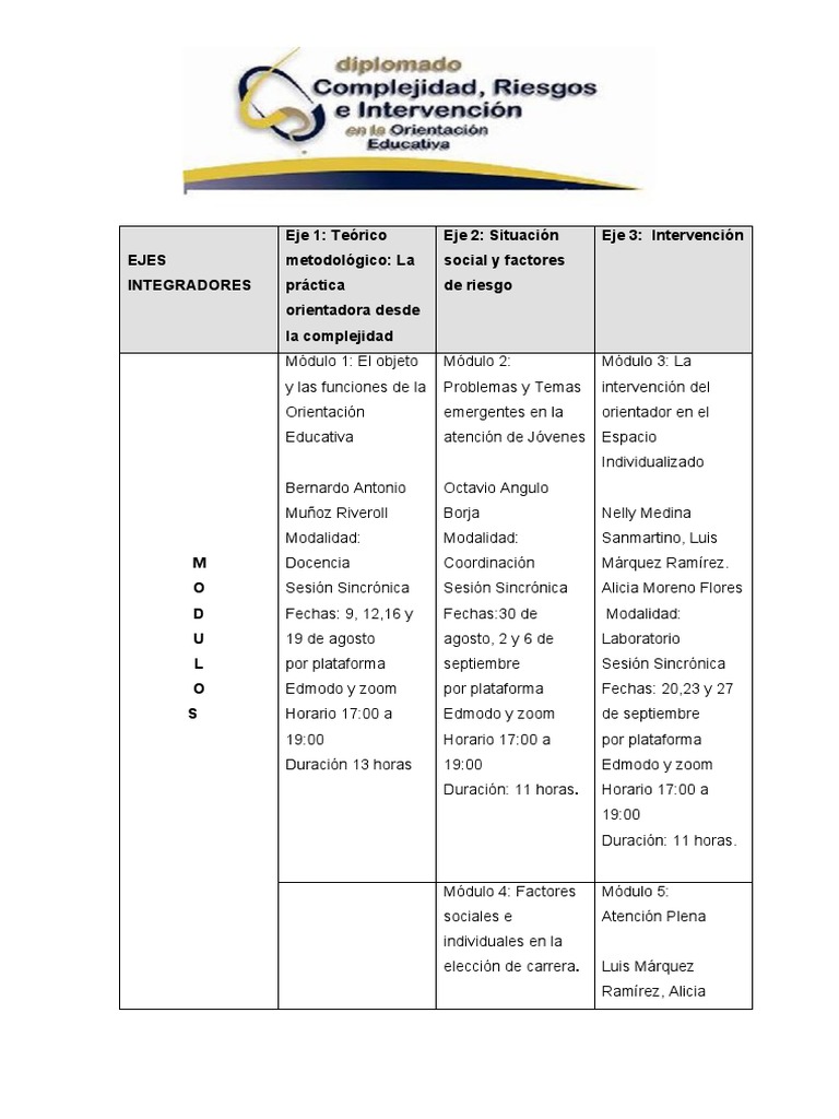 Calendario Por Módulo CRIO 22 | PDF