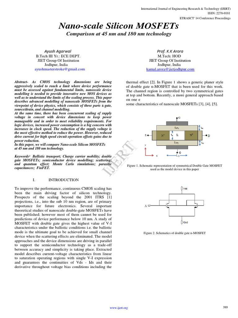 Nano Scale Silicon Mosfets IJERTCONV2IS03066 | PDF | Mosfet | Field ...
