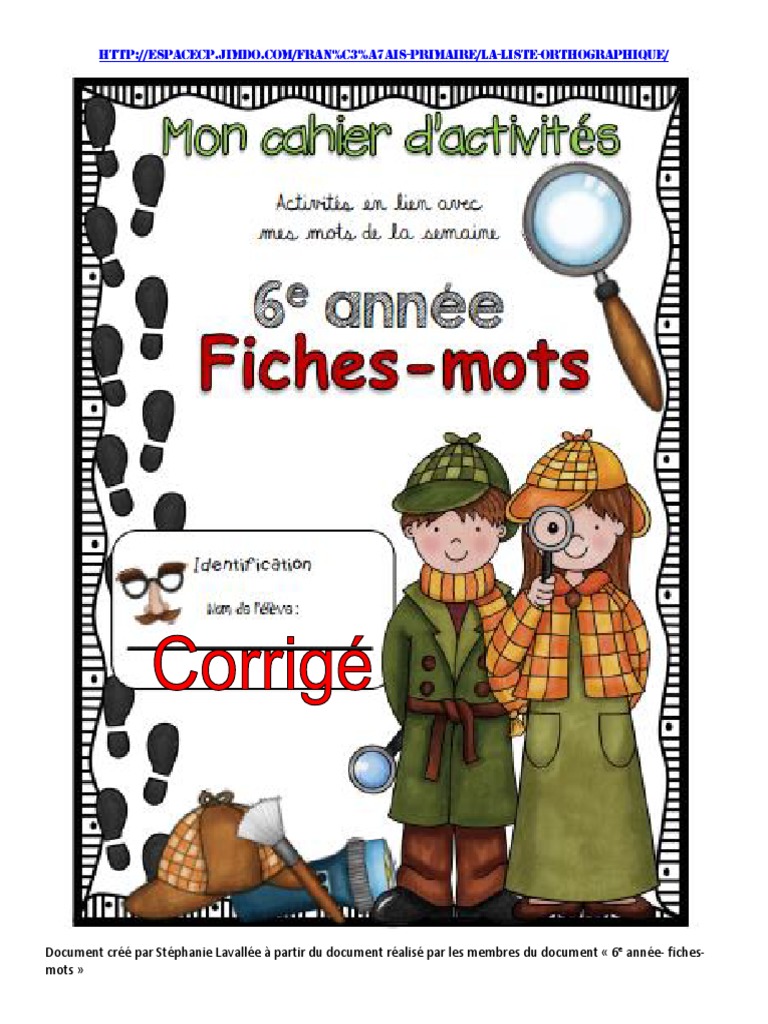 Activités de vocabulaire 6e année | PDF