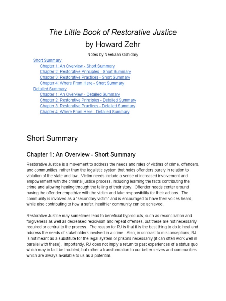 The Little Book of Restorative Justice | Download Free PDF | Restorative Justice | Justice