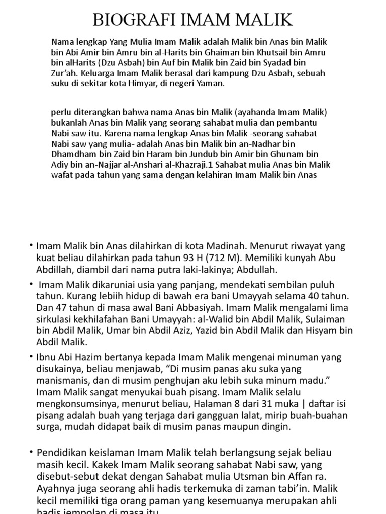 Biografi Imam Malik | PDF