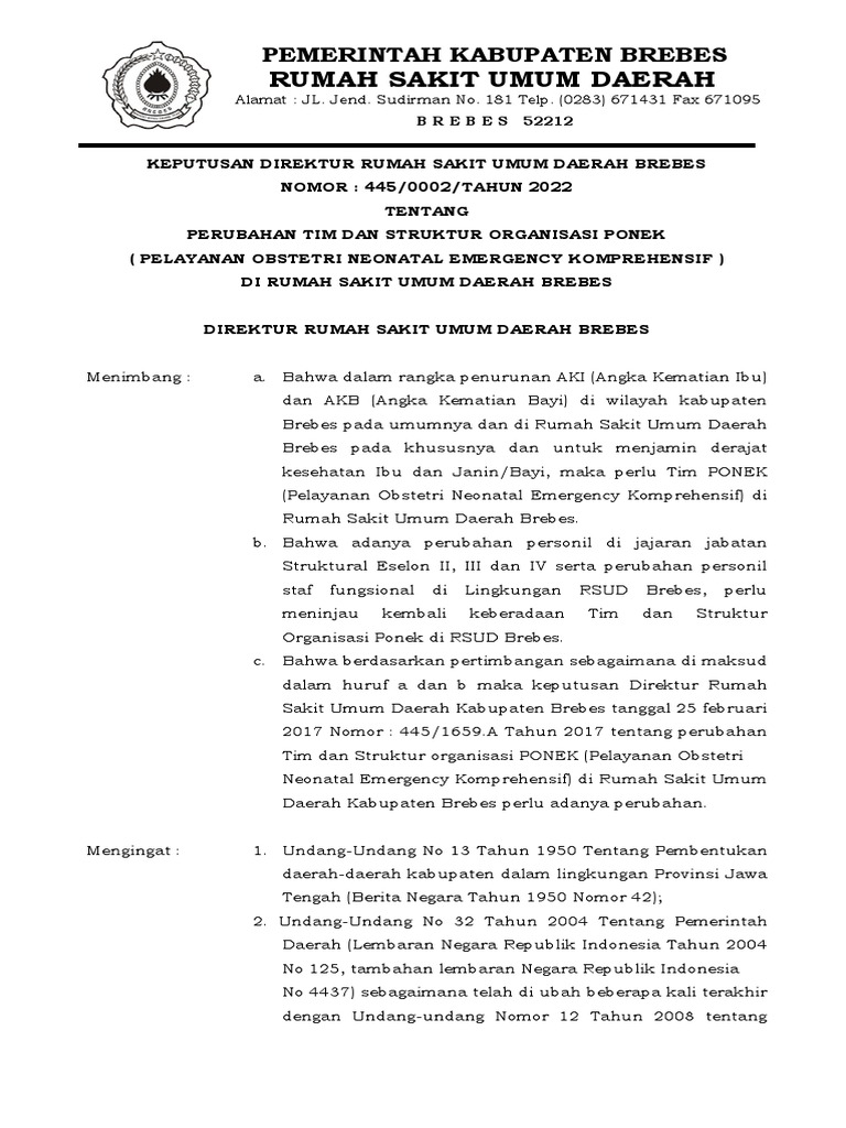 SK Tim Ponek Revisi 1 | PDF