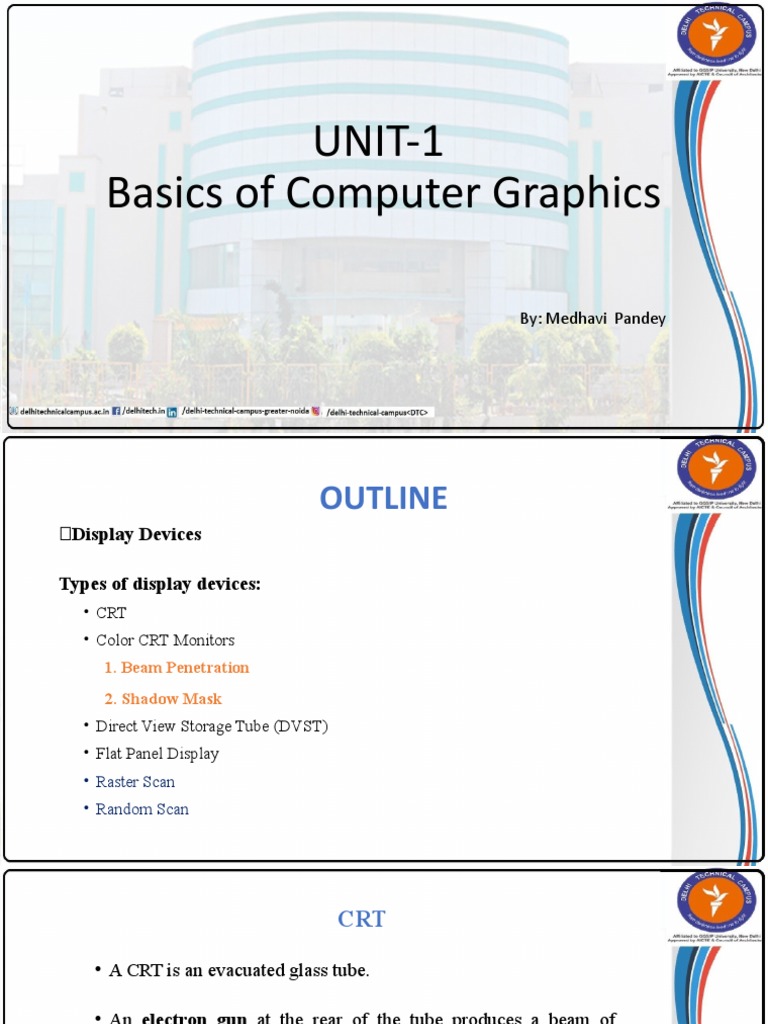 UNIT-1 Basics of Computer Graphics: By: Medhavi Pandey | PDF | Rgb Color Model | Computer Monitor