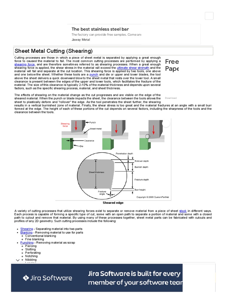 Sheet Metal Cutting (Shearing) | PDF | Sheet Metal | Process Engineering