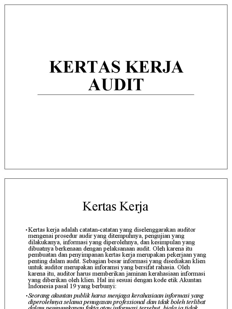 Kertas Kerja Audit | PDF