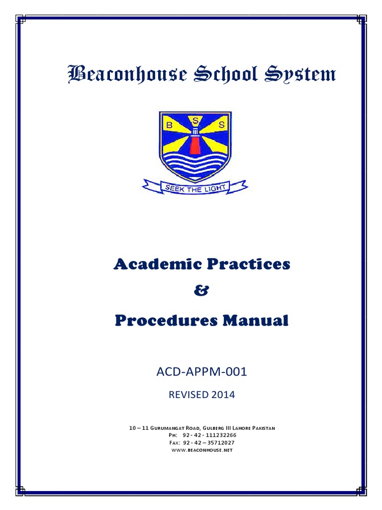 Academic Practices Procedures Manual | PDF | Curriculum | Teachers