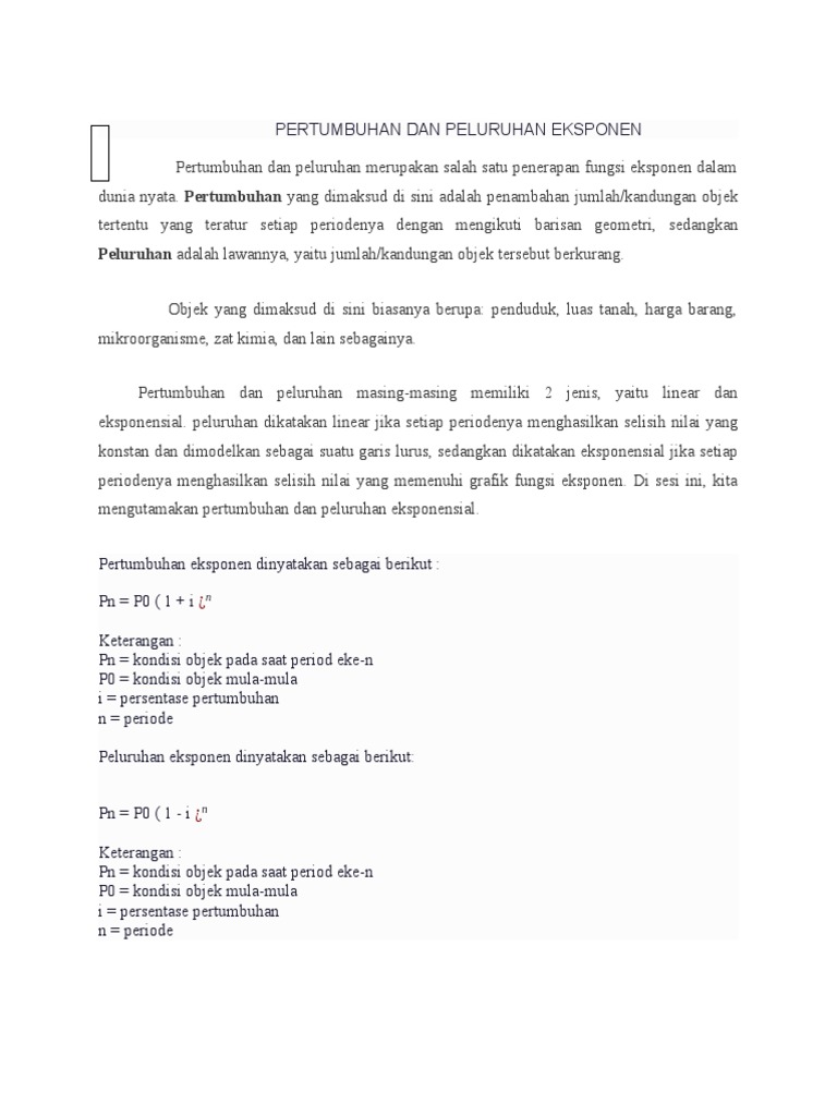 Pertumbuhan Dan Peluruhan Eksponen | PDF