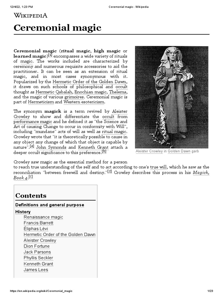 Ceremonial Magic - Wikipedia | PDF | Ceremonial Magic | Thelema