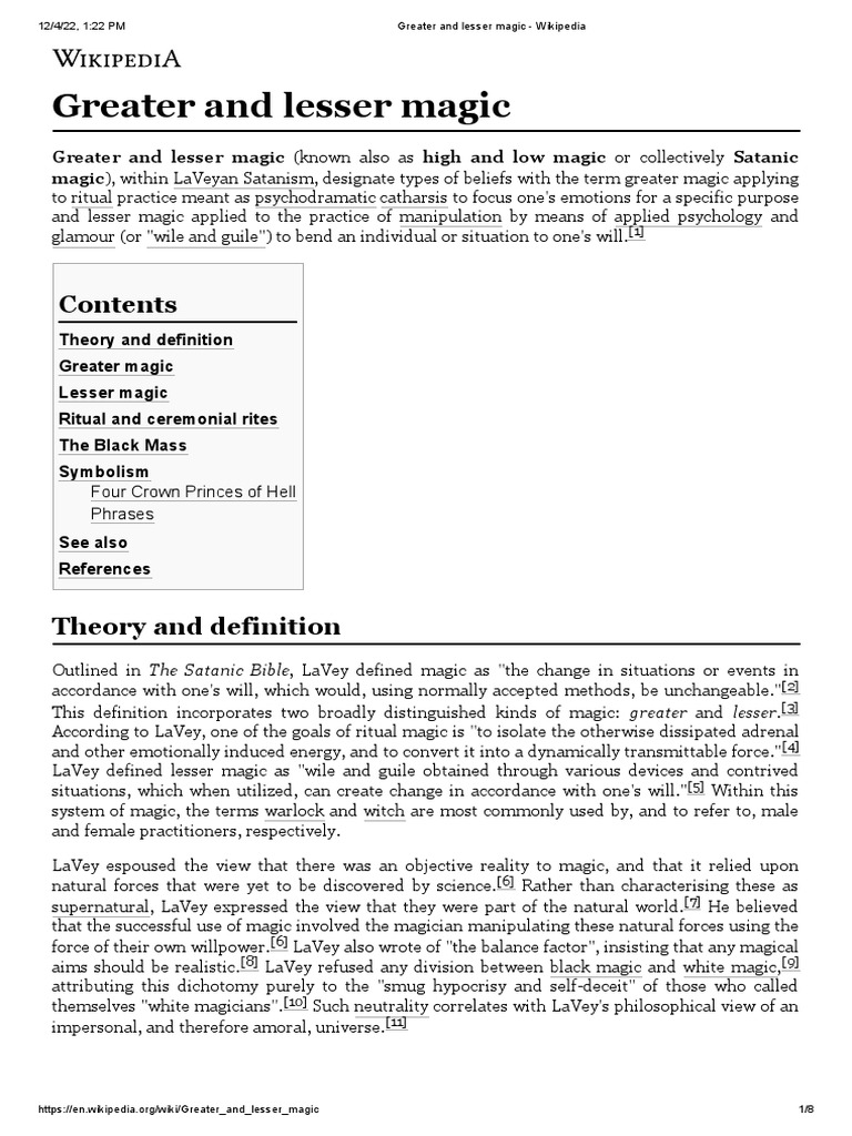 Greater and Lesser Magic - Wikipedia | PDF | Supernatural | Esotericism