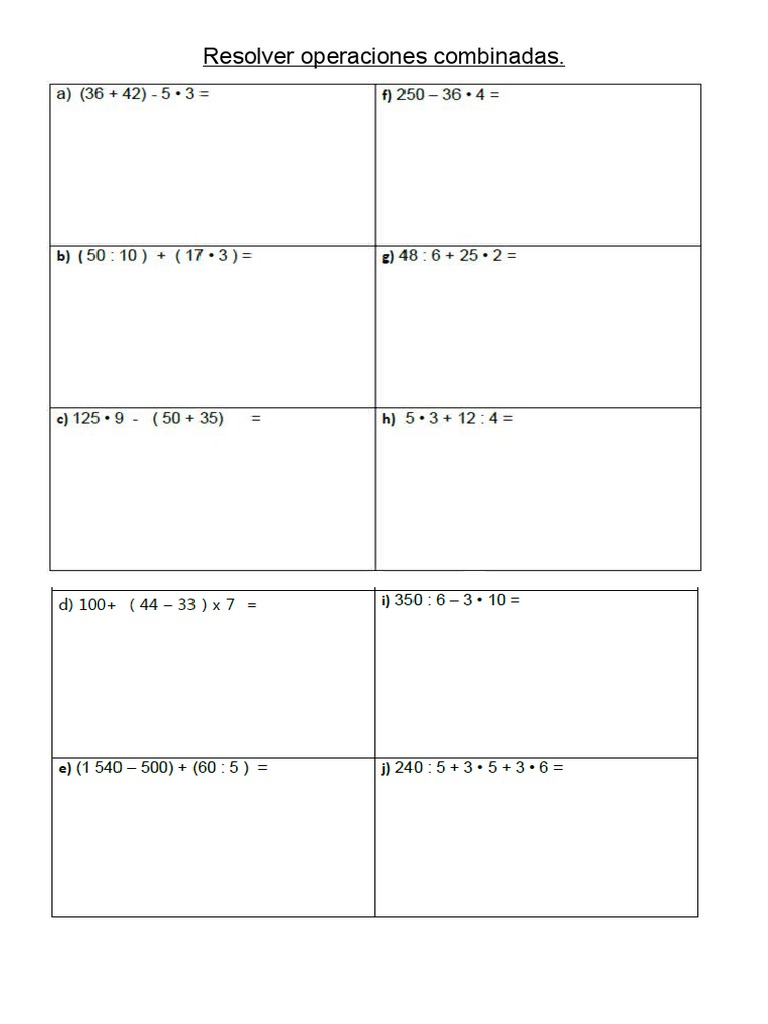 Resolver operaciones combinadas | PDF