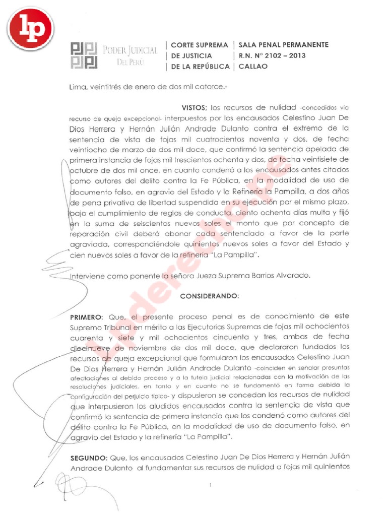 RN 2102 2013 Callao B.J. Fe Publica | PDF