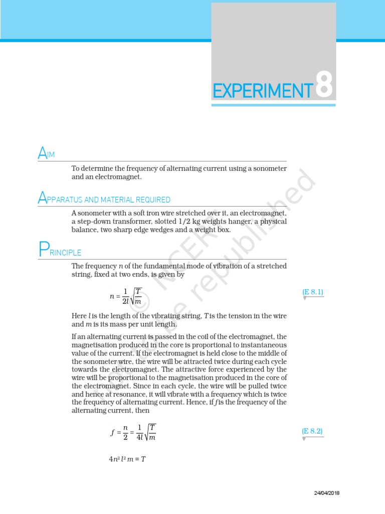 Measure AC Frequency with Sonometer | PDF | Alternating Current | Frequency
