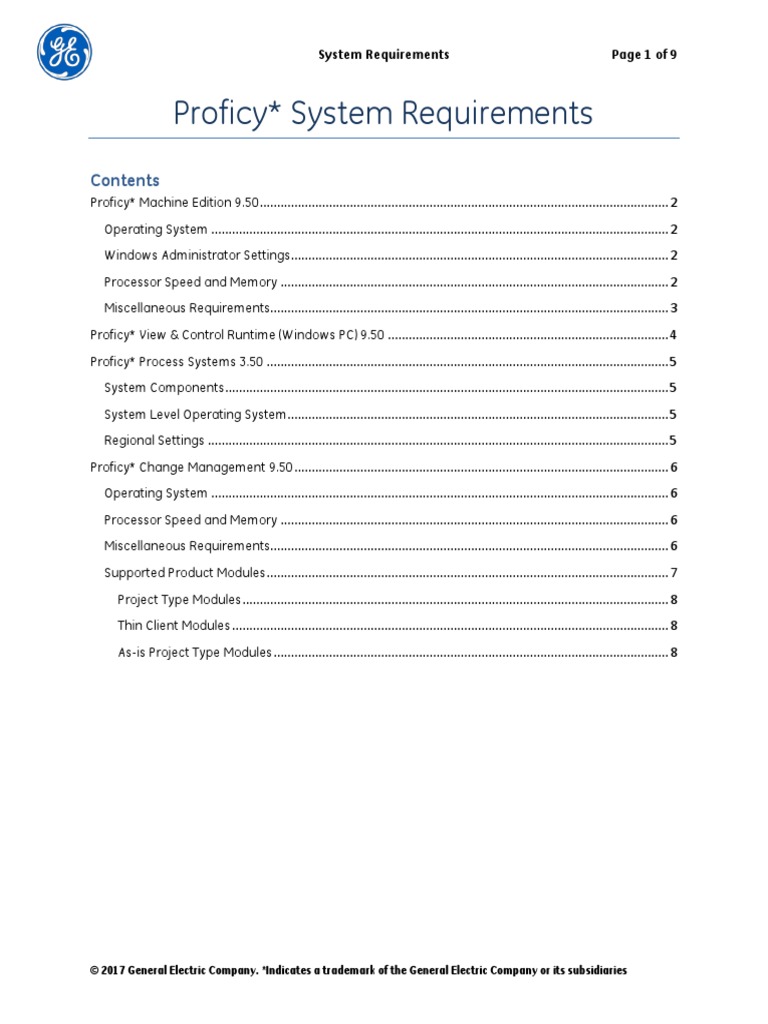 GE Automation Proficy Machine Edition Software System Requirements ... GE Automation Proficy Machine Edition Software System Requirements ...