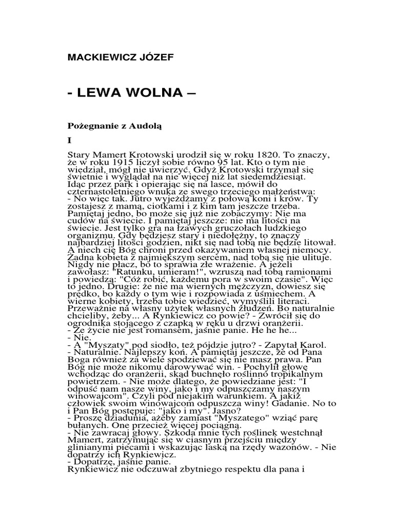 Jozef Mackiewicz - Lewa Wolna | PDF