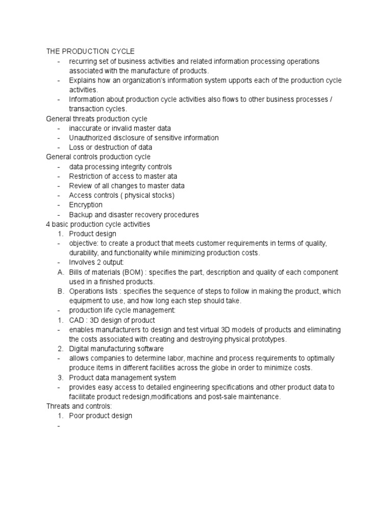 Production Cycle & Information Systems | PDF | Business