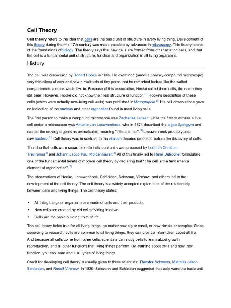 Cell Theory | PDF | Cell (Biology) | Cell Membrane