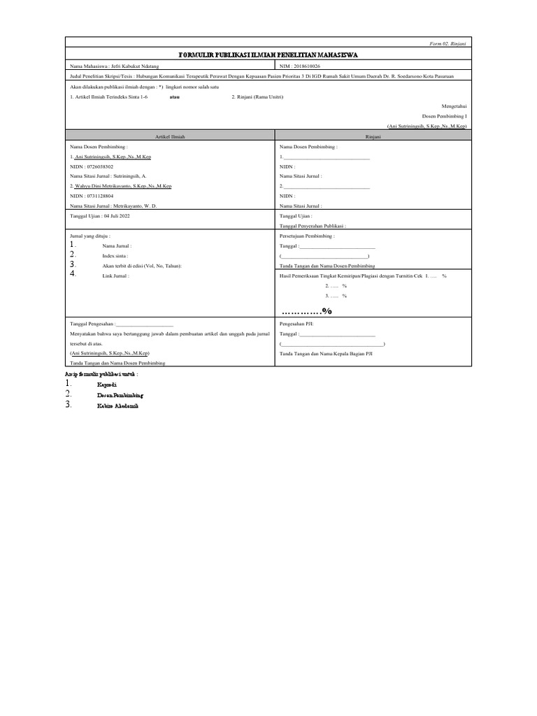 Form 02. Publikasi Ilmiah Rev.03 | PDF
