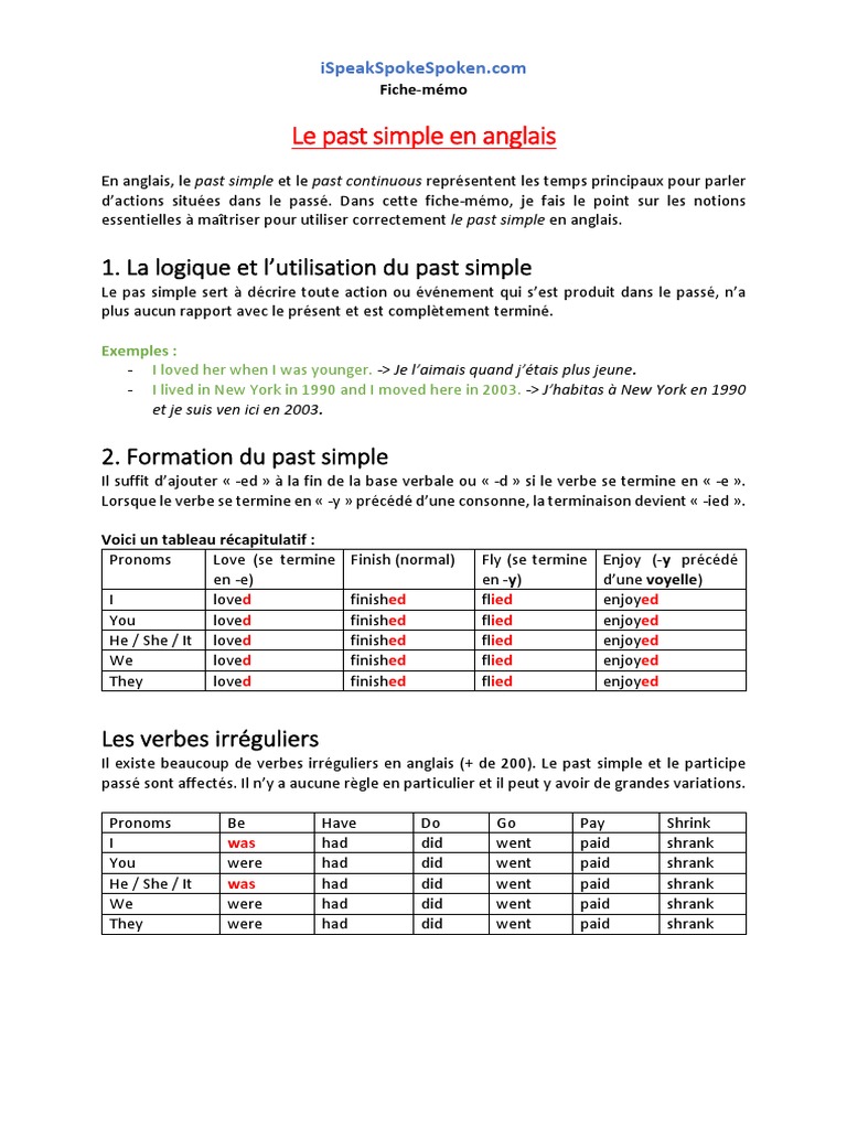 Comprendre le Past Simple en Anglais | PDF | Verbe | Langues