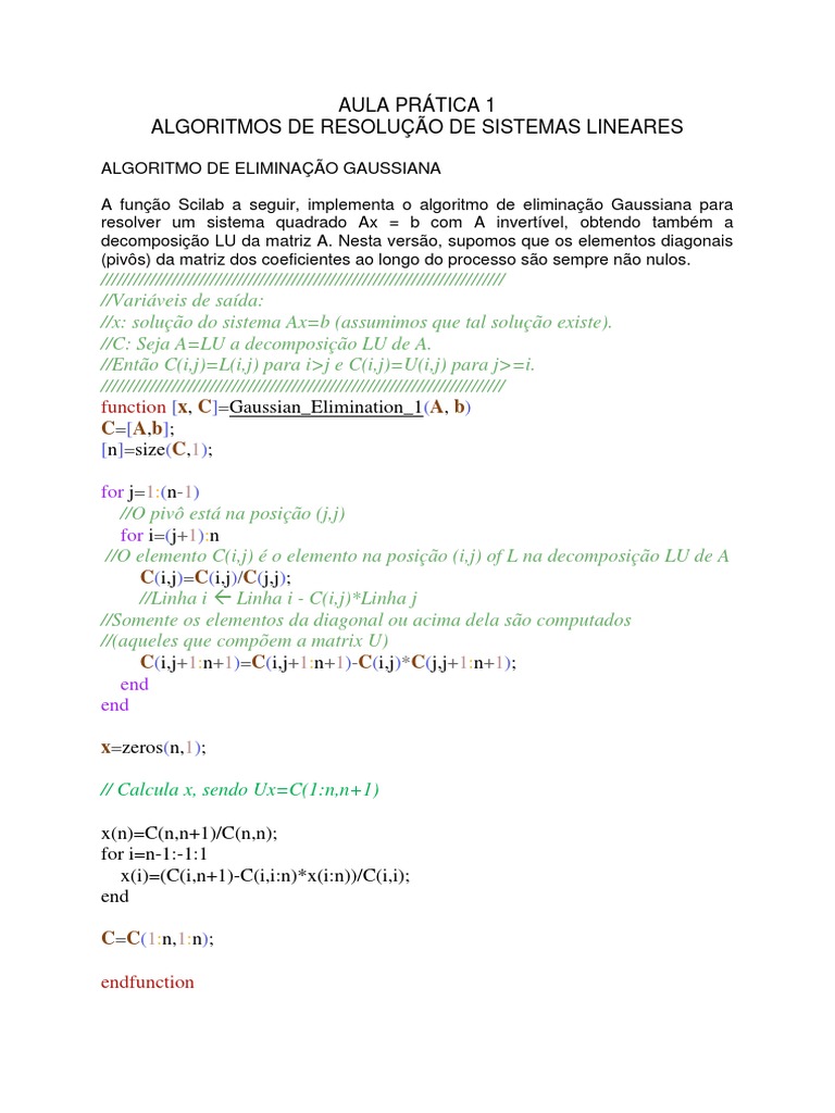 Algebra Linear Numérica | PDF | Matriz (Matemática) | Sistema de ...