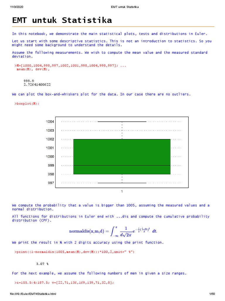 EMT Untuk Statistika | PDF | Probability Distribution | Normal Distribution