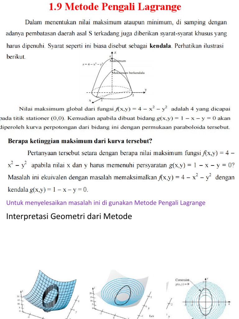 1.9 Metode Pengali Lagrange | PDF
