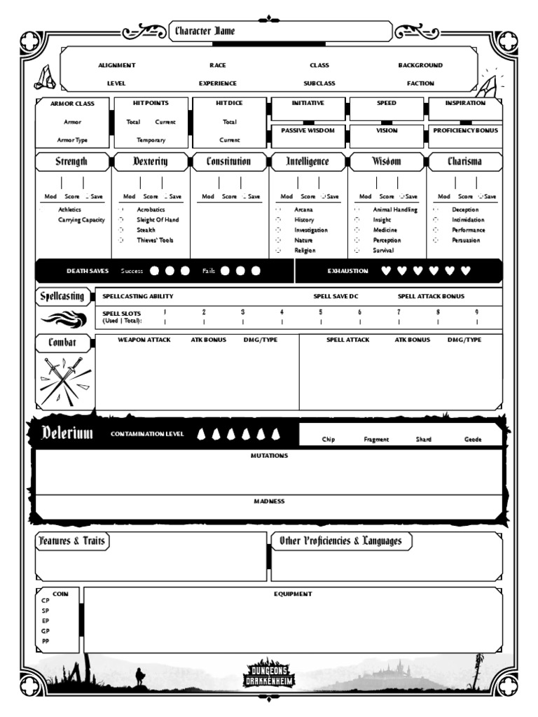 Drakkenheim Character Sheet Template | PDF | Gaming | Role Playing Games