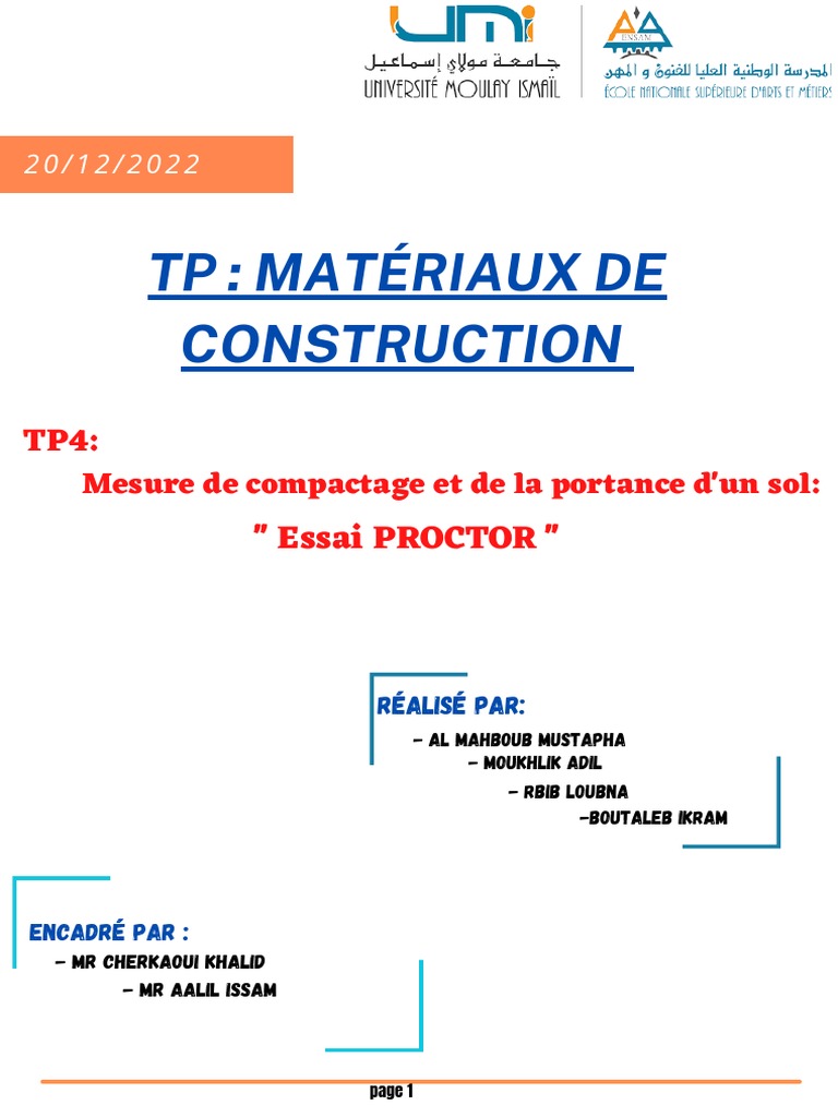 Essai Proctor : Compactage du sol | PDF