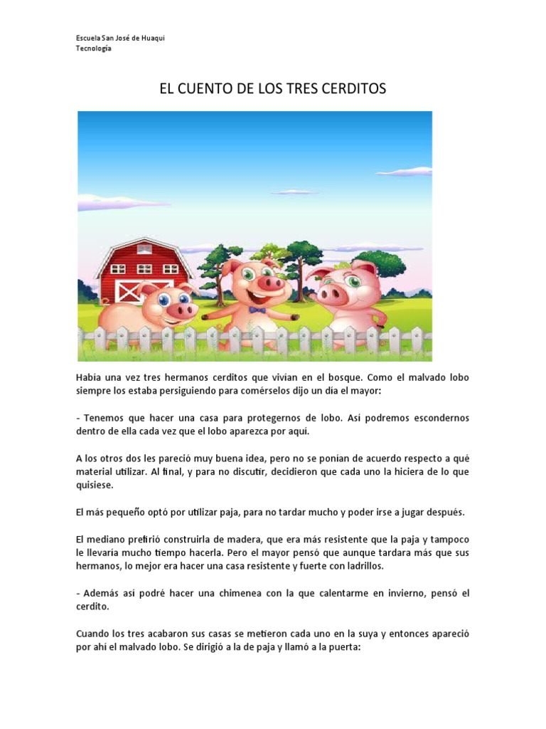 Cuento de los Tres Cerditos Completo | PDF