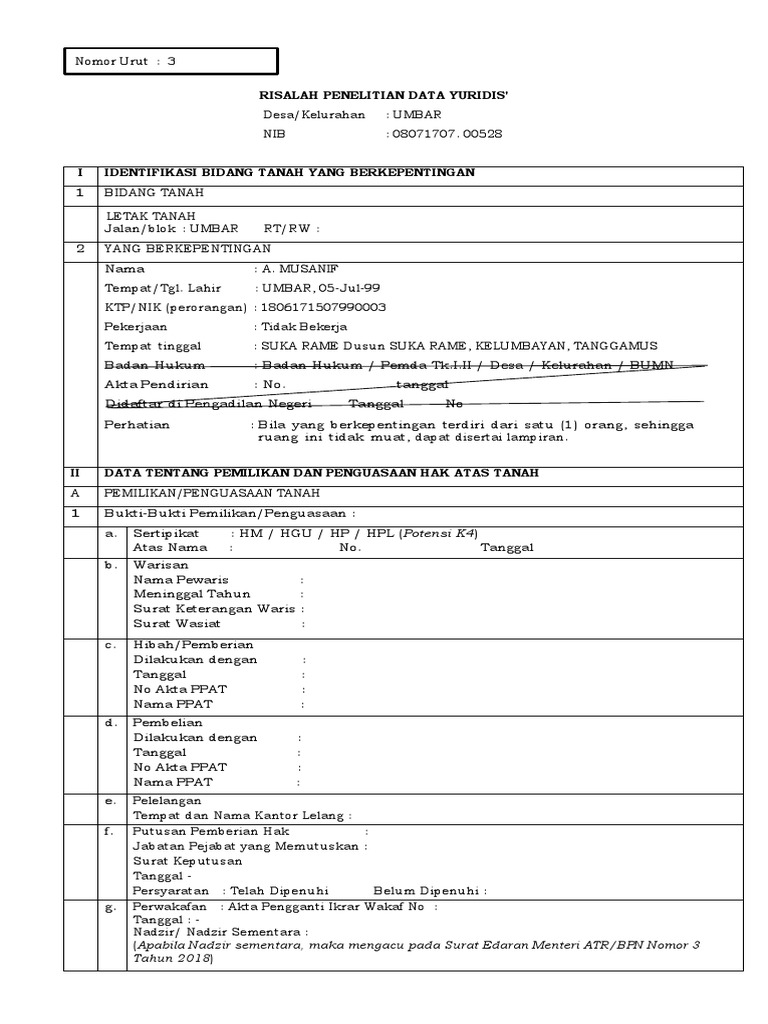 Risalah Penelitian Data Yuridis': Tahun 2018) | PDF