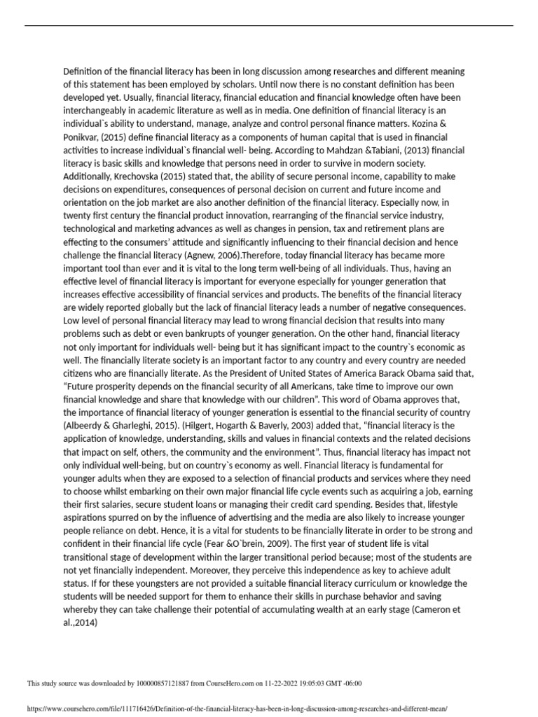 Understanding Financial Literacy and Attitudes | PDF | Attitude ...