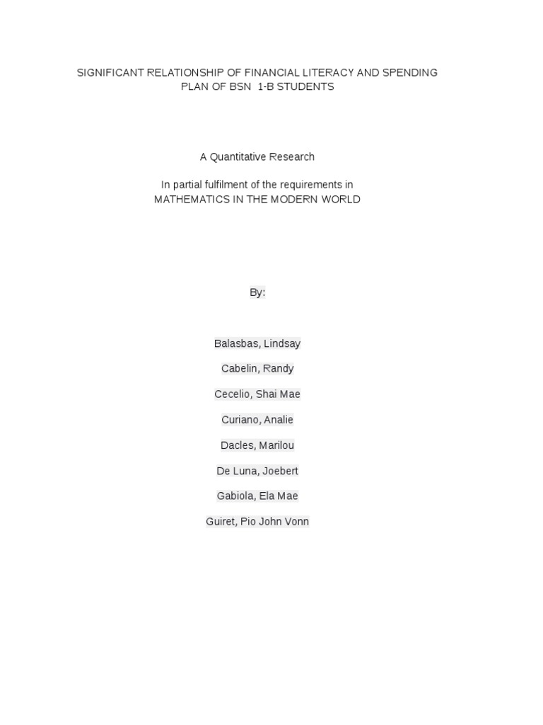 Financial Literacy Research | PDF | Literacy | Sampling (Statistics)