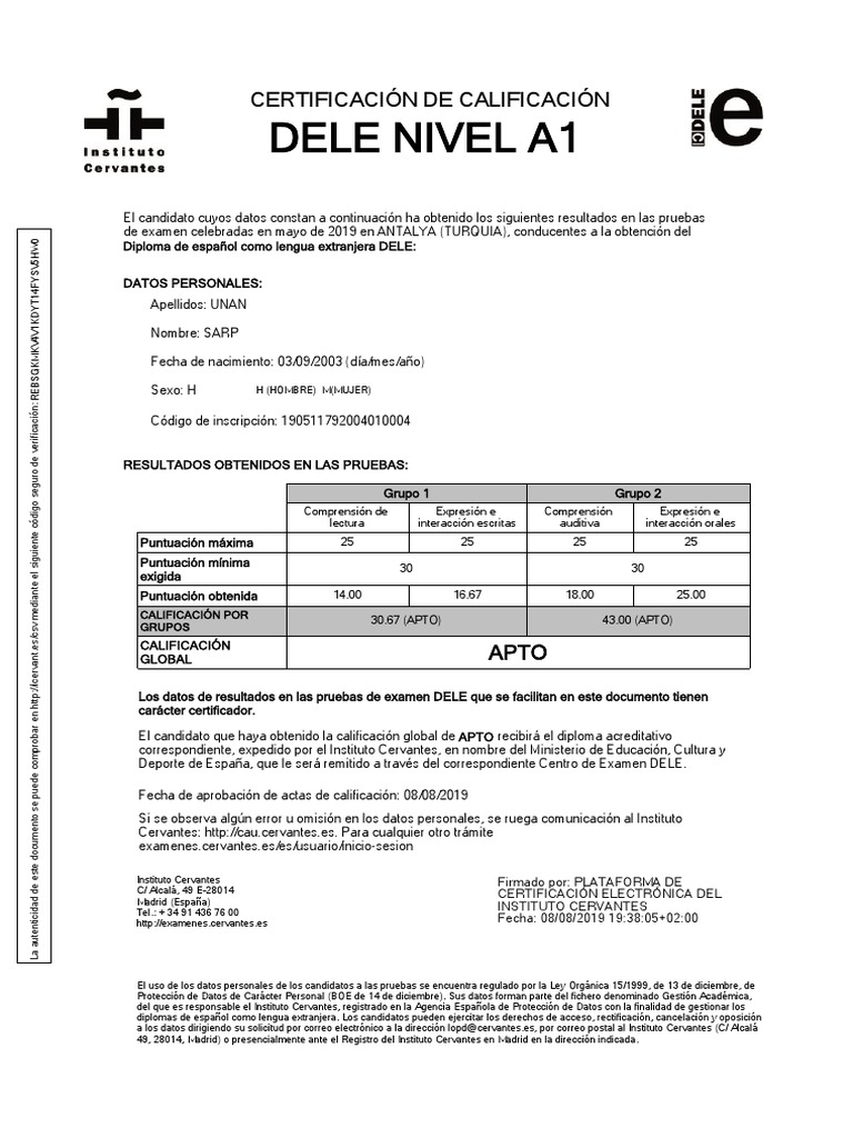 Spanish A1 DELE | PDF