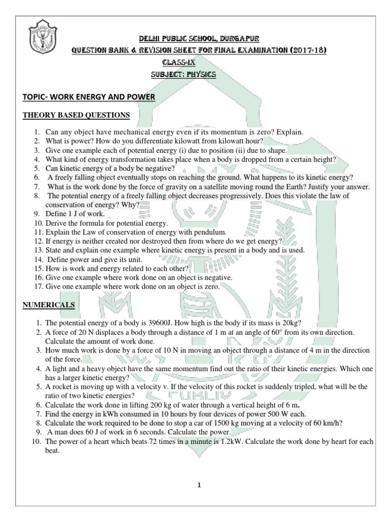 Physics (Work and Energy) Class IX | PDF | Sound | Frequency