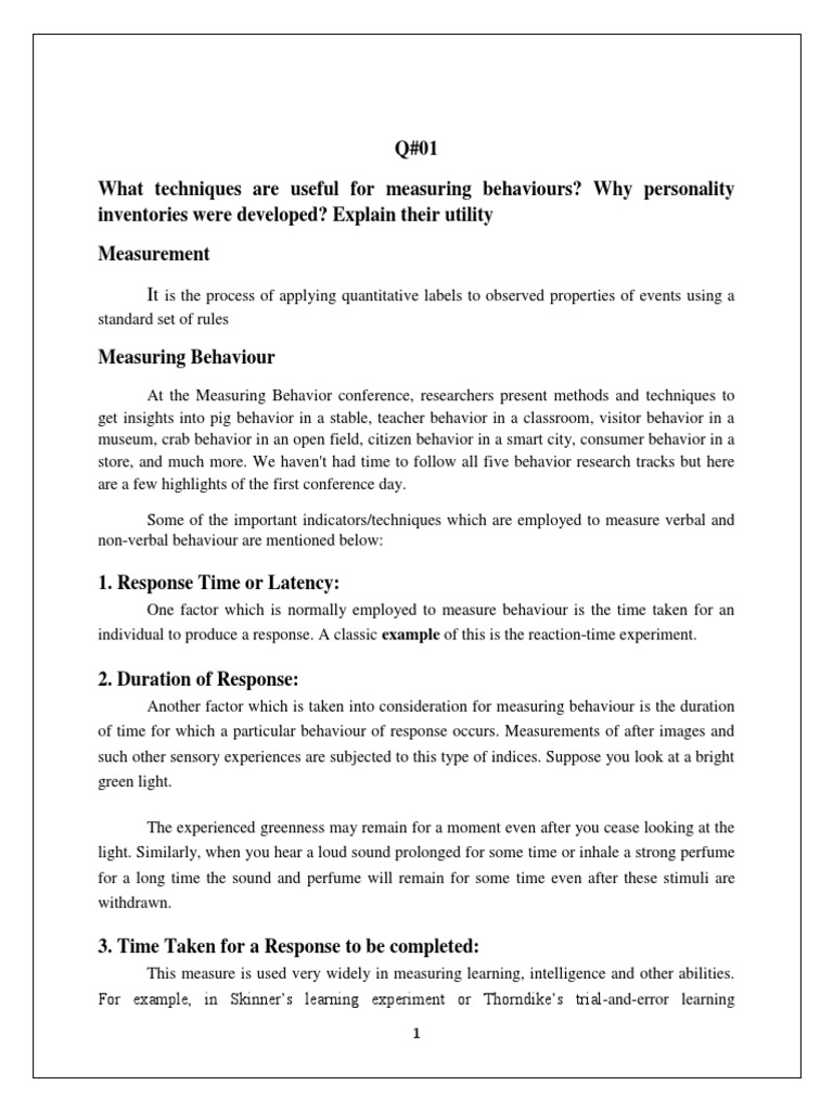 Behavioral Measurement Techniques | PDF | Test (Assessment) | Learning
