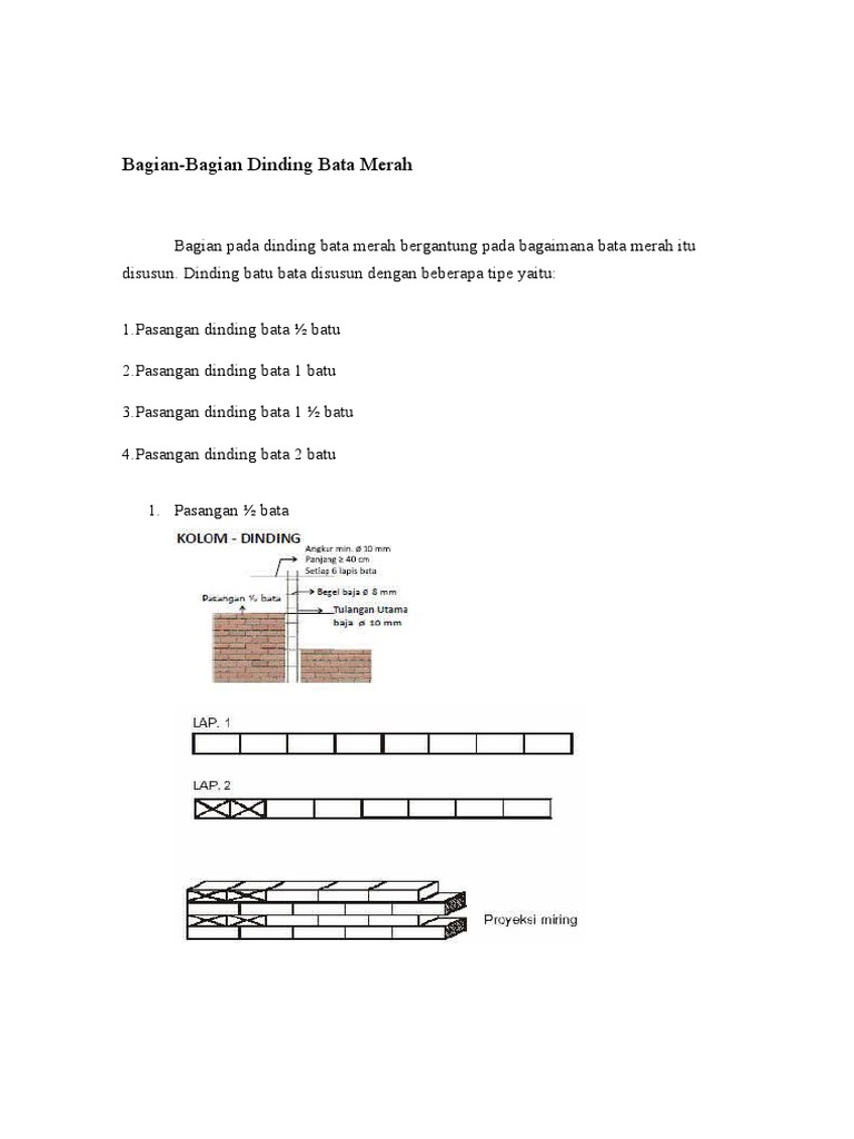 Bagian-Bagian Dinding Bata Merah | PDF