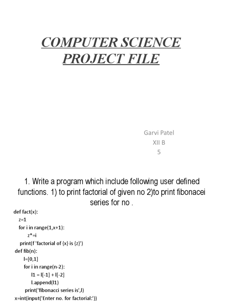Computer Science Project File Pdf Computing Computer Programming