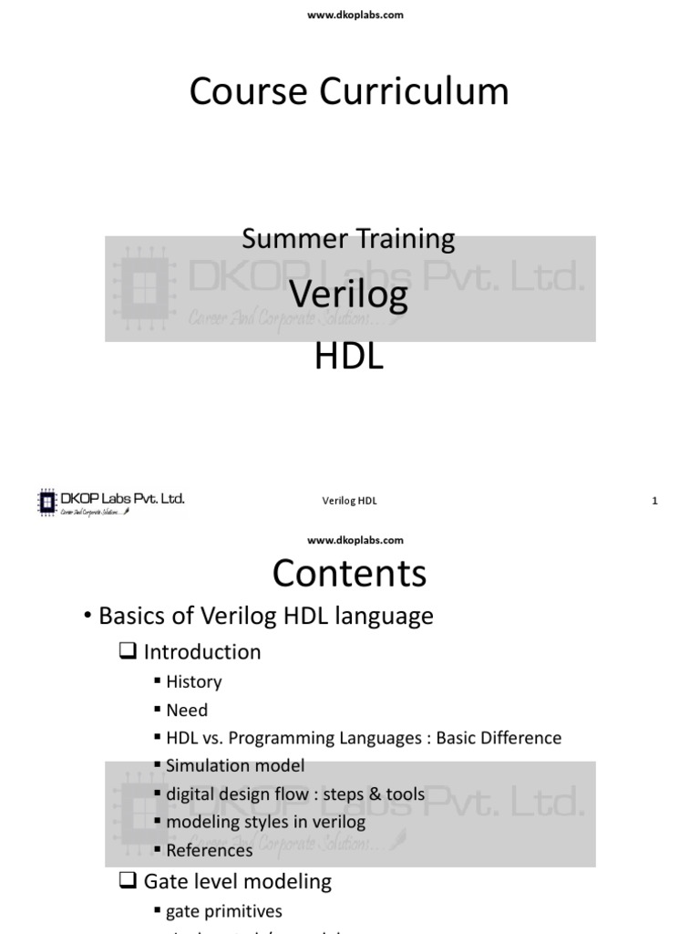 Verilog Course Pdf Hardware Description Language Design